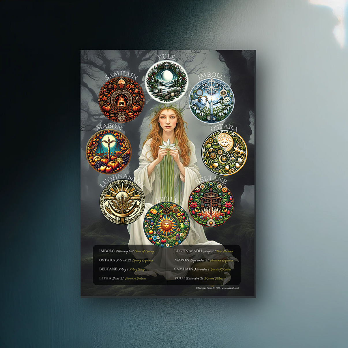 A3 Pagan Wheel of the Year Wall Poster – Pagan Art UK