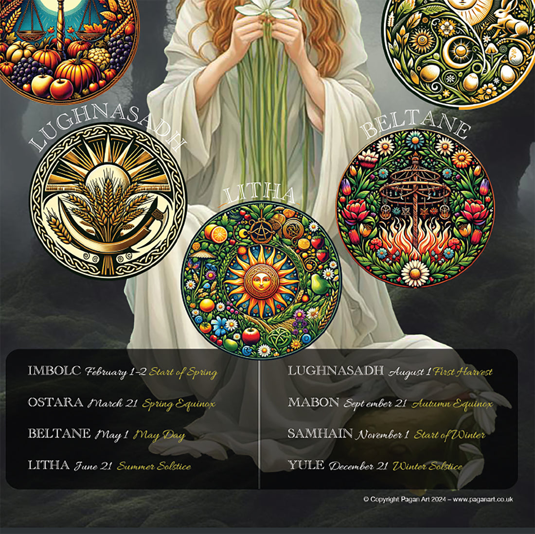 A3 Pagan Wheel of the Year Wall Poster – Pagan Art UK